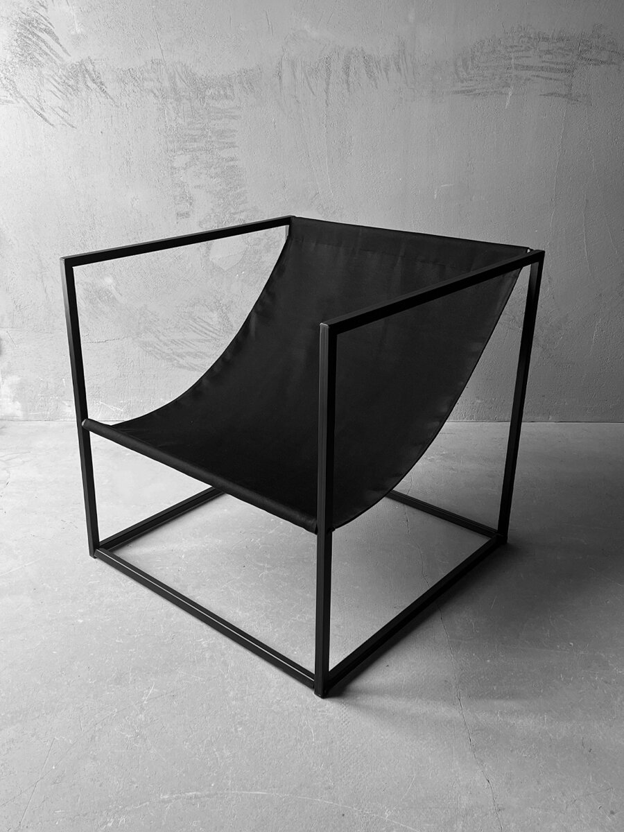 Кресло для дома и офиса Кресло мягкое удобное для отдыха, уличное, на балкон, веранду, в стиле лофт, Лофтовик, черное