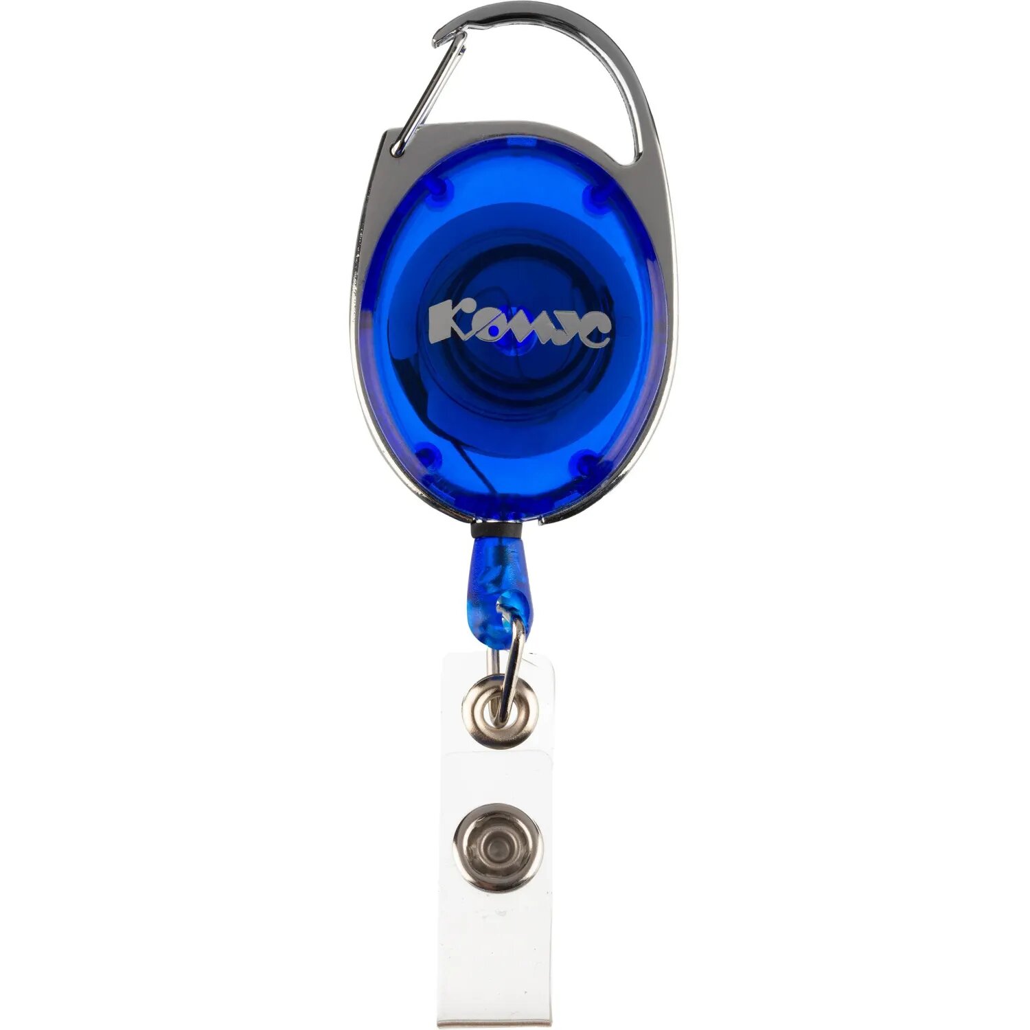 Держатель для бейджа Комус с рулеткой синий (без бейджа) 1шт