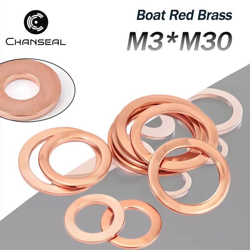 Красные латунные уплотнительные шайбы DIN7603 M3-M30 M6x12x2 (10pcs)