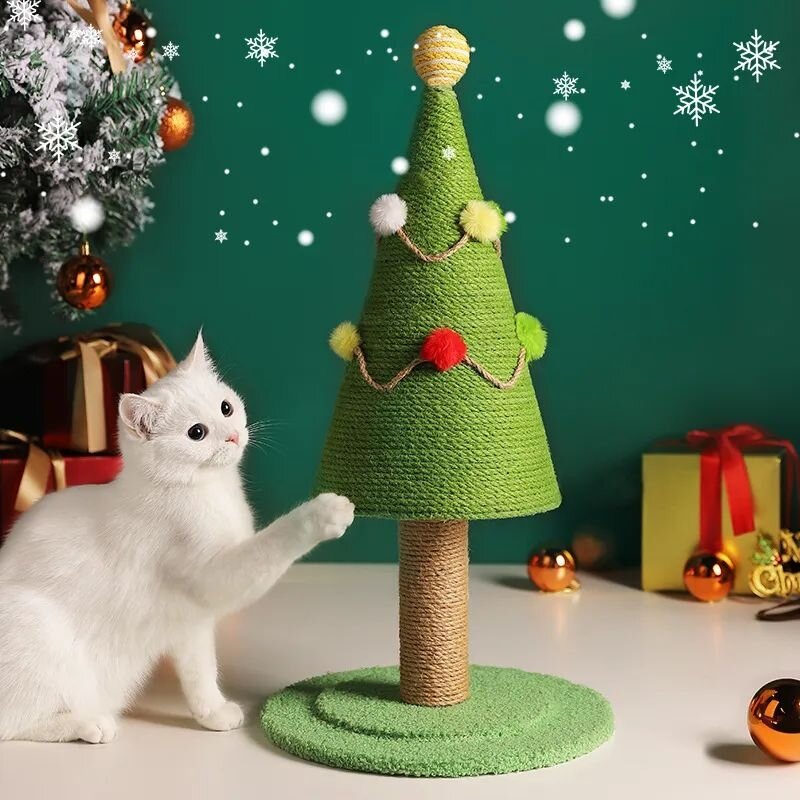 Доска для кошачьих когтей в форме рождественской елки из сизаля，47cm*30cm