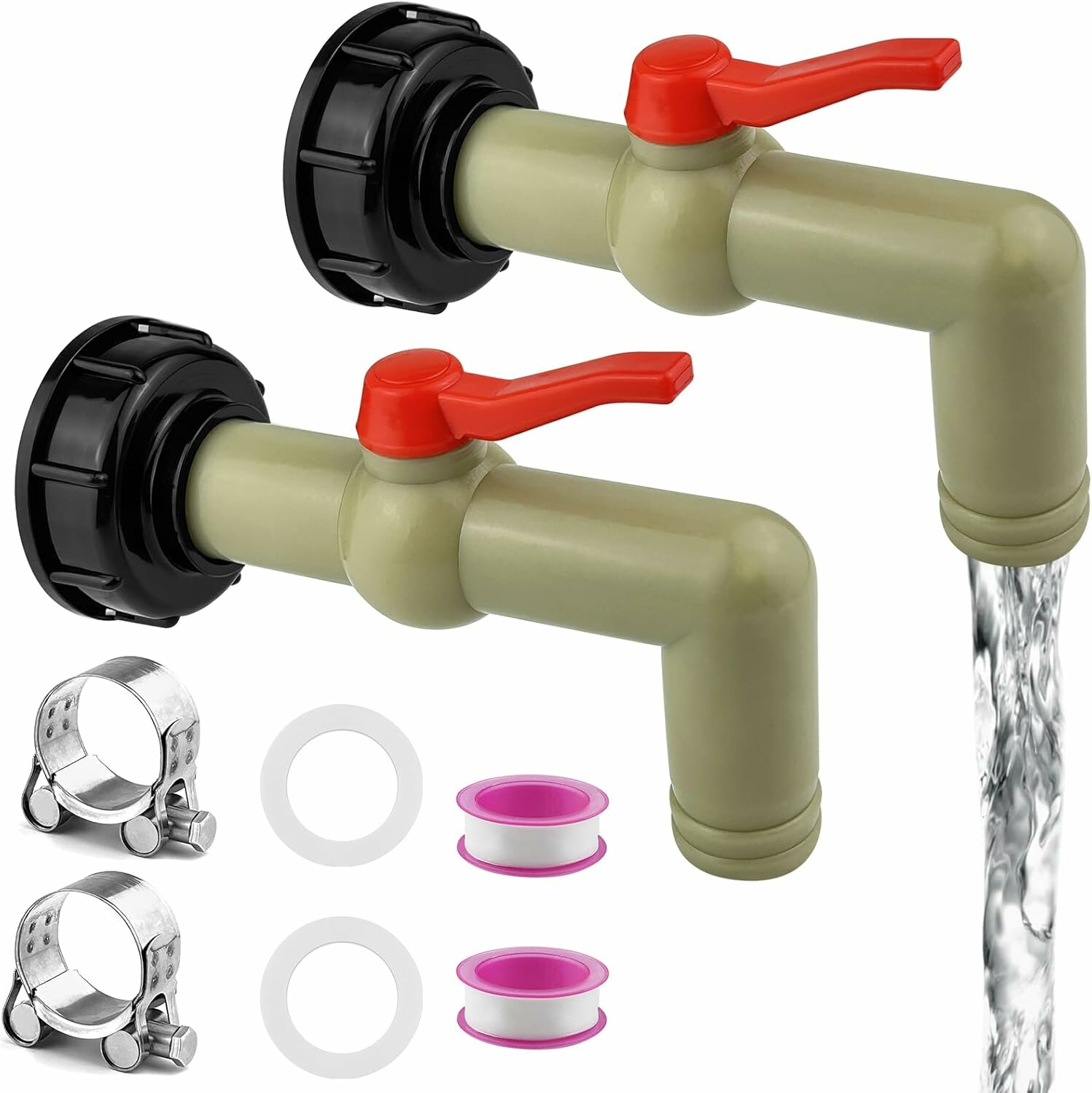 2 донных вентильных крана IBC, подходящих для бочек-контейнеров IBC и 1000-литровых бочек для хранения воды