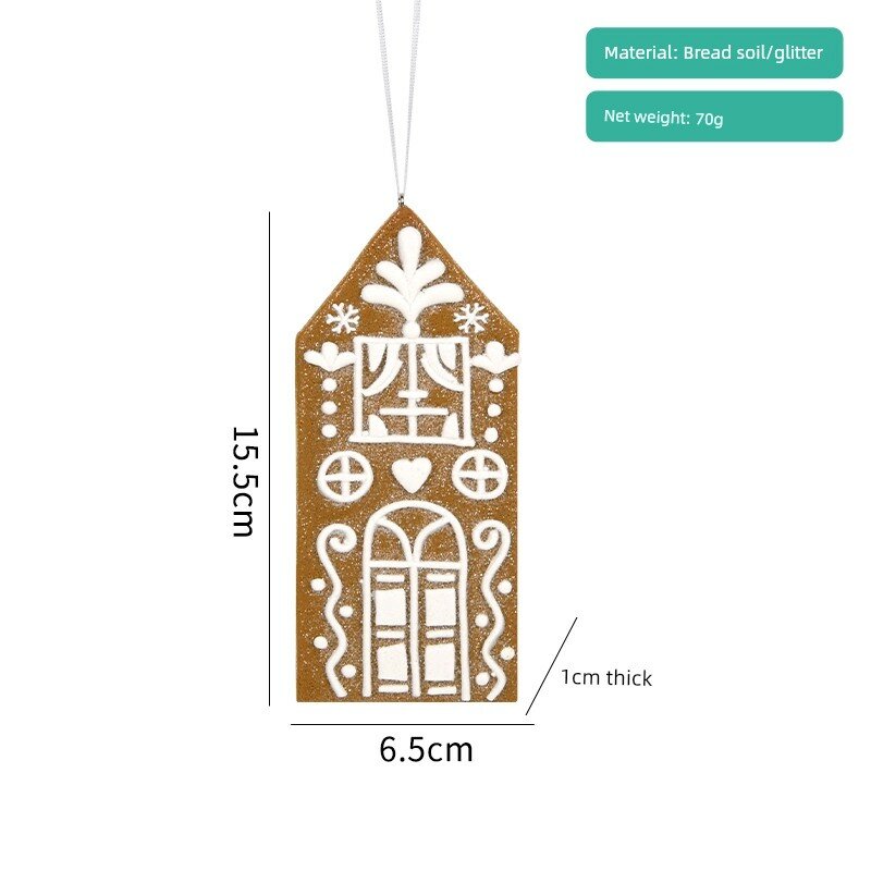 Новогодние украшения: глиняный пряничный человечек, домик, снежинка, колокольчик, подвеска из мягкой глины, елочный