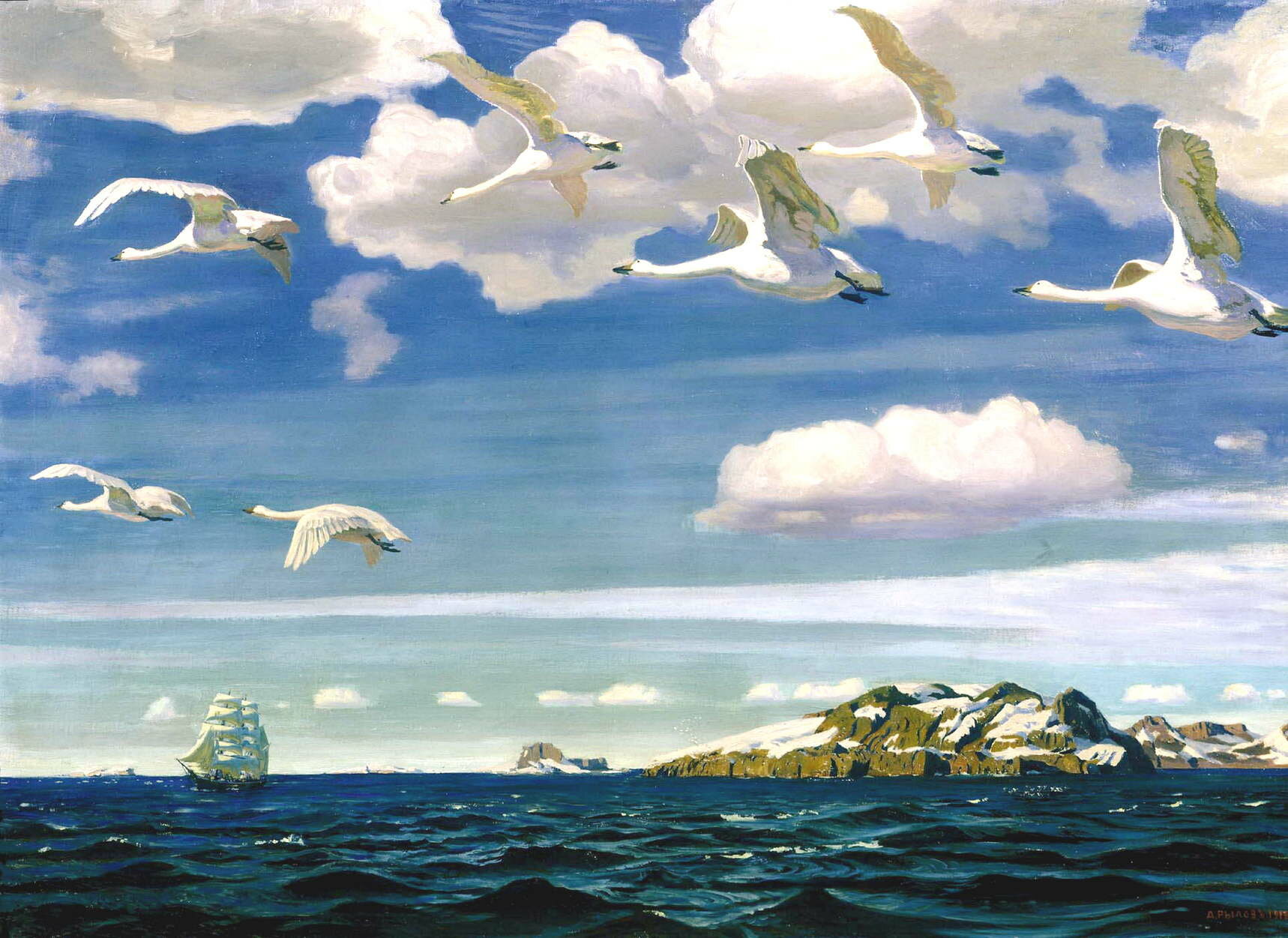 Картина Рылова Аркадия В голубом просторе 60х44 см