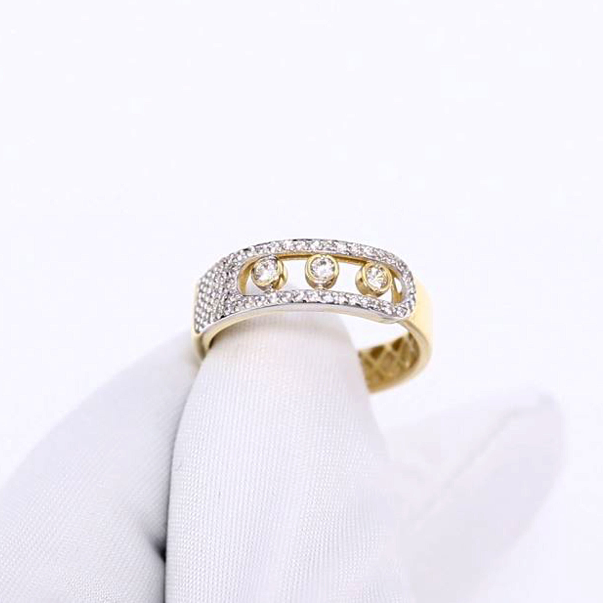 Кольцо, желтое золото, 585 проба, фианит