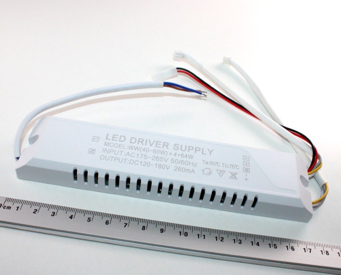 120-180VDC, 5х260mA, вх.165-265VAC, 304W, I(40-60W)х4+64W-SoftLight, Драйвер тока 5 канальный