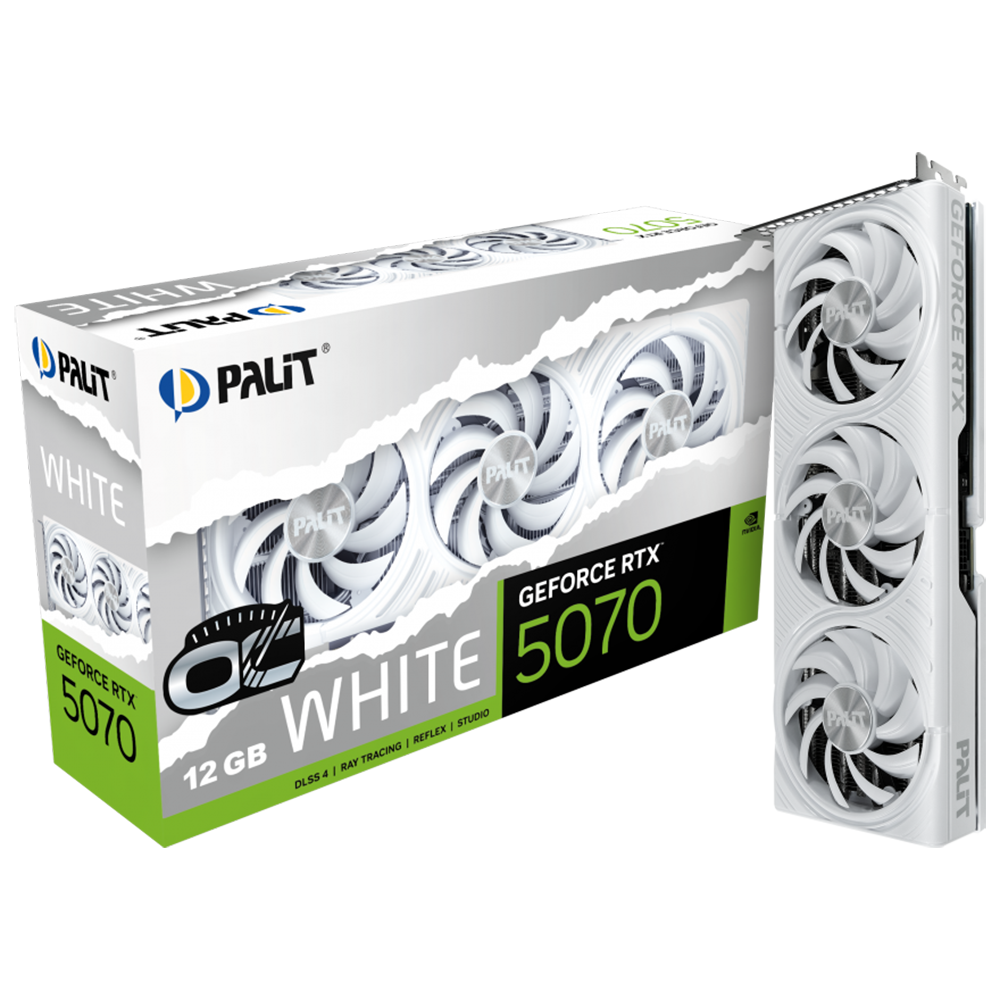 Видеокарта Palit RTX5070 WHITE OC 12GB GDDR7 192bit 3xDP HDMI 3FAN RTL