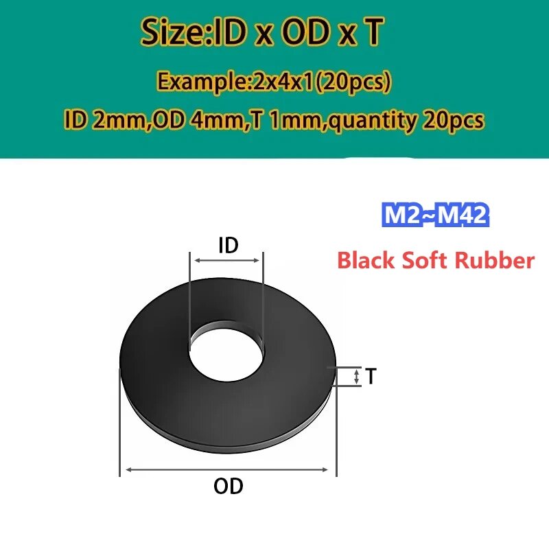 Резиновые плоские шайбы M2-M42 M10x20x2mm(20pcs)