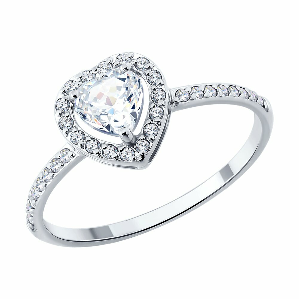 Кольцо, белое золото, 585 проба, фианит