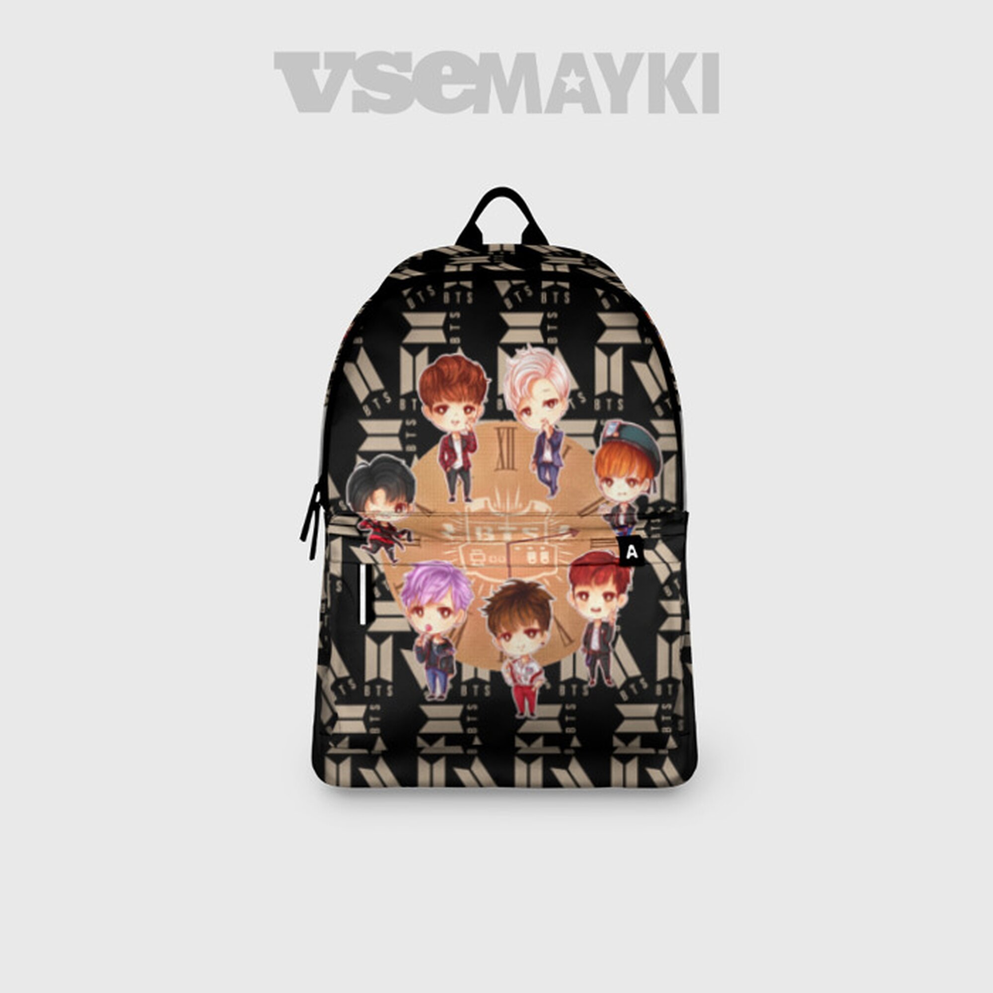 Рюкзак VseMayki с принтом BTS, городской, унисекс, One size, белый