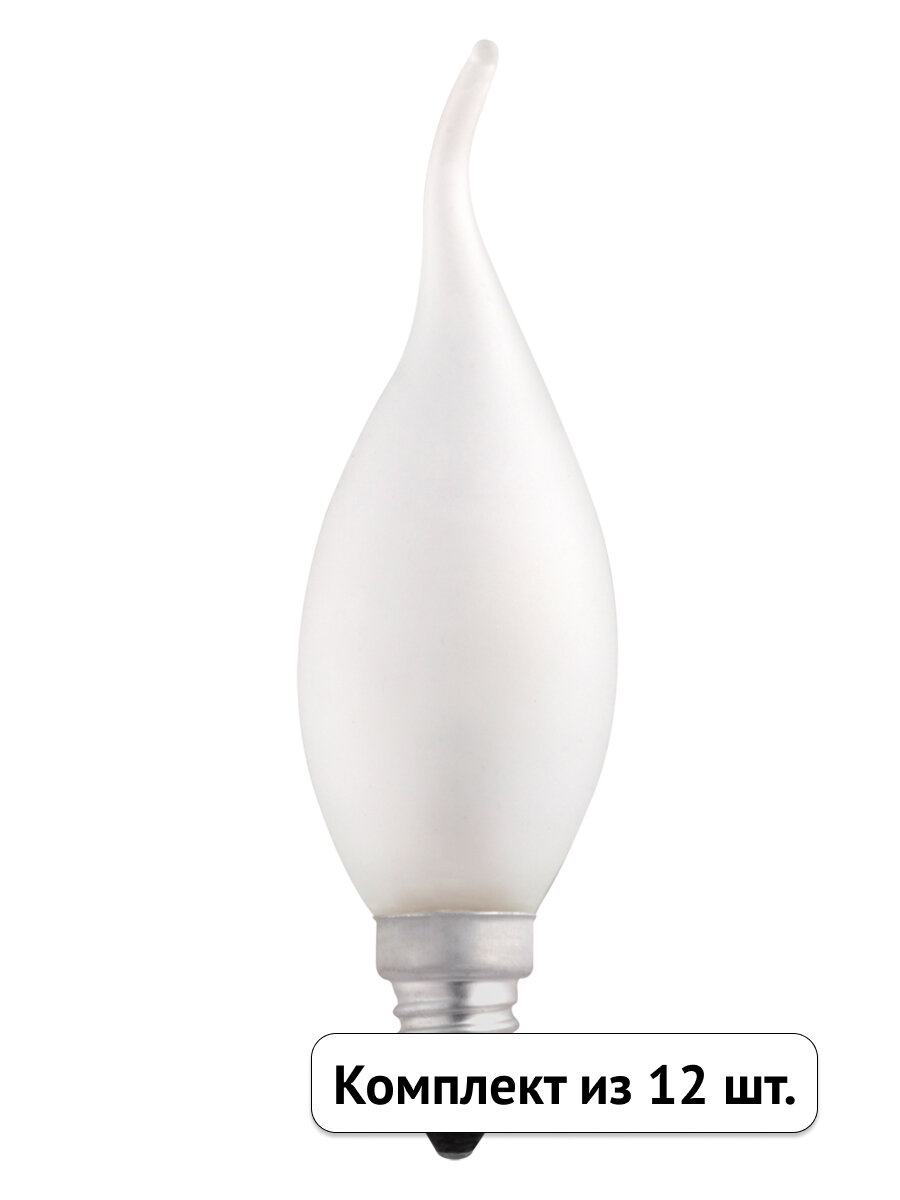 Лампочка накаливания Jazzway 40Вт, 350Лм, 2700К, E14, СТ35, матовая свеча на ветру (комплект из 12 шт.)