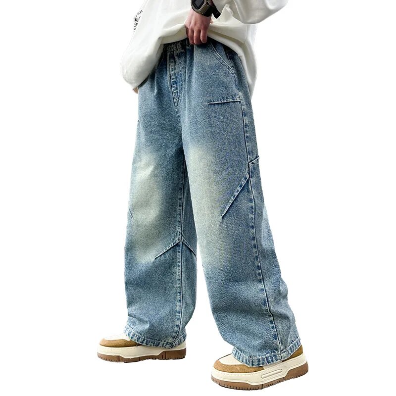 Круто Винтажные джинсы для подростков классические повседневные брюки для школьников 5-14 лет, KLQ Размер_170