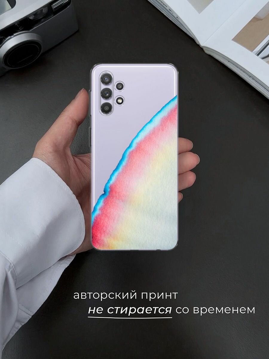 Чехол на Samsung Galaxy A32 / Самсунг Галакси А32 с принтом Слияние красок, прозрачный — фото 1