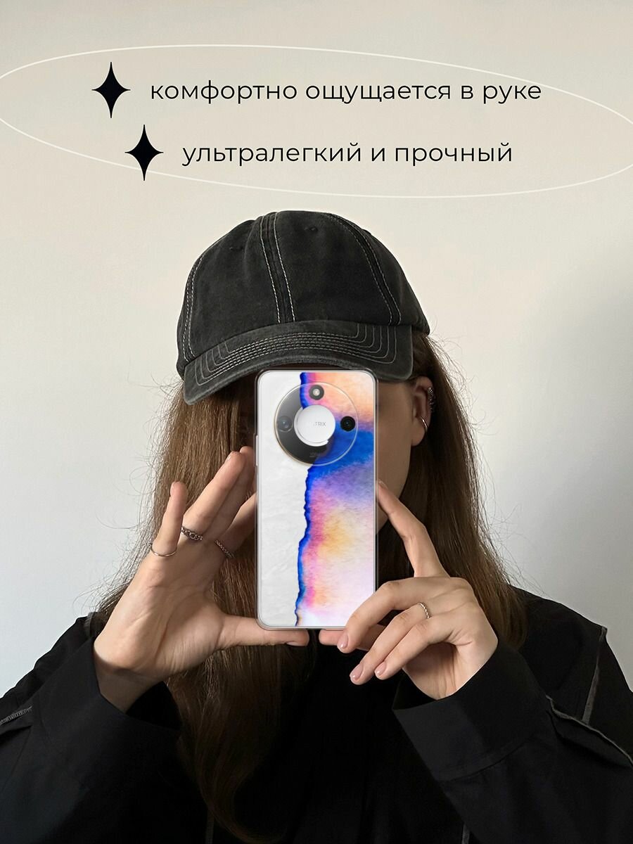 Чехол на Honor X9c Smart / Хонор X9c Смарт с принтом Синяя акварель, прозрачный — фото 1