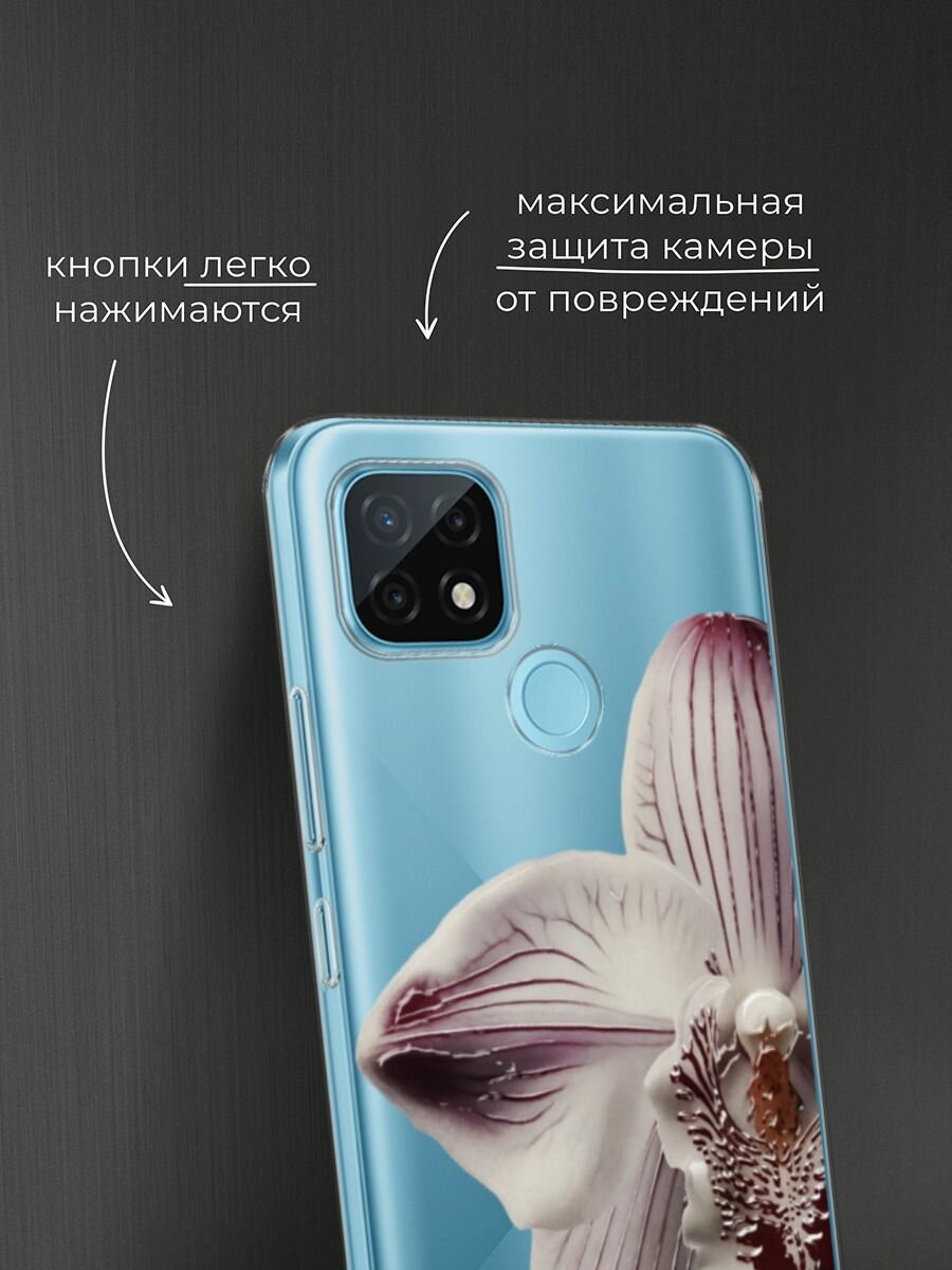 Силиконовый чехол на Realme C21 / Реалми С21 с принтом Белая орхидея — фото 1