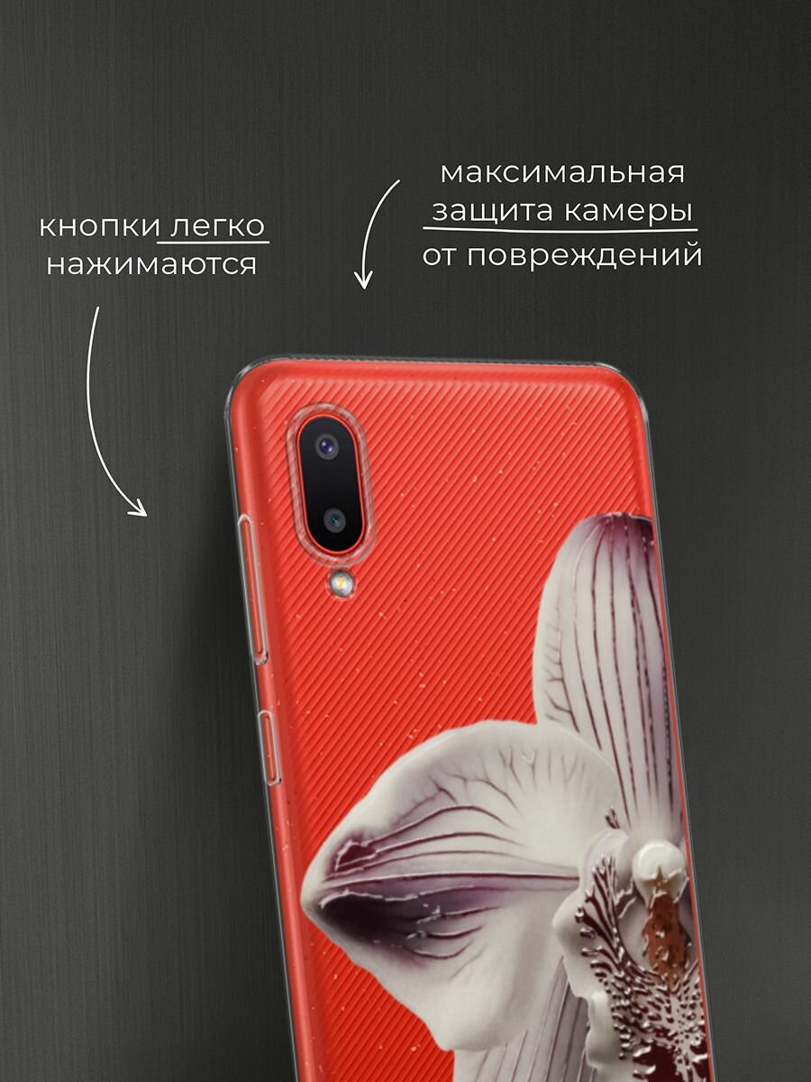 Чехол на Samsung Galaxy A02 / Самсунг Галакси А02 с принтом Белая орхидея — фото 1