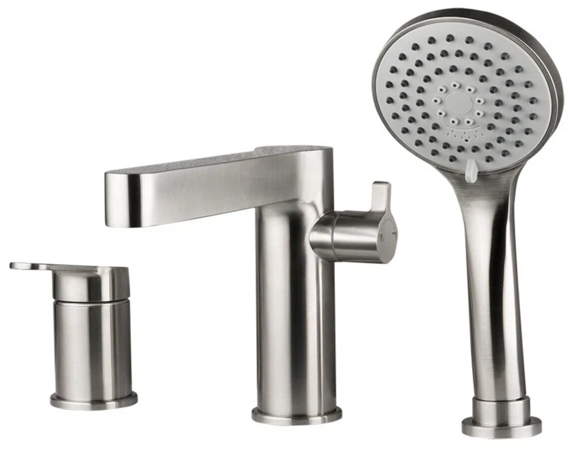 Смеситель Gappo G99-30 G1199, нержавеющая сталь, сатин, на борт ванны, рычажный, с аэратором