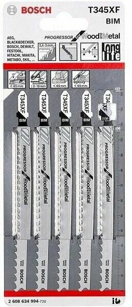 Пилки для лобзика T345XF BOSCH 2608634486 (5 шт в уп.)// 10800