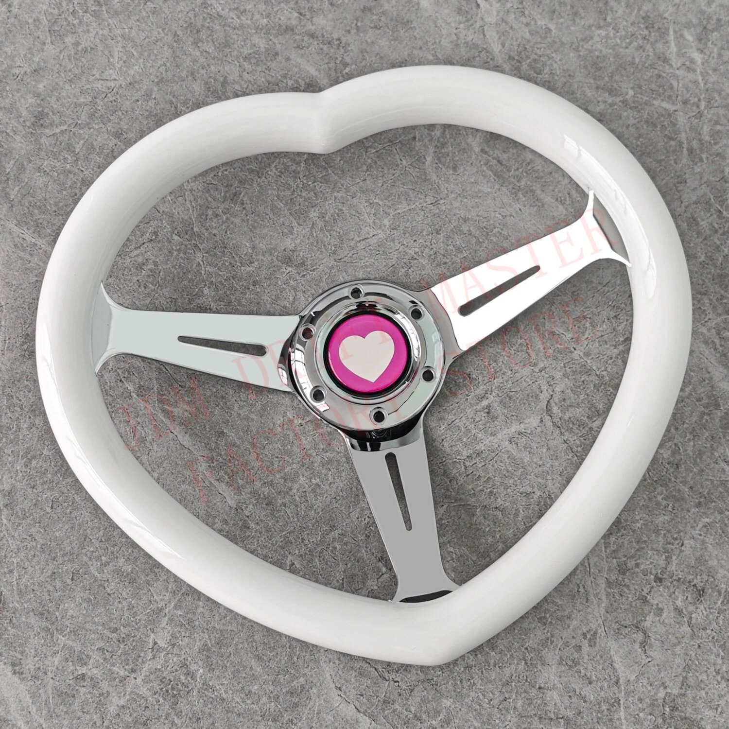 14-дюймовый спортивный руль JDM в форме сердца, глубокая тарелка, универсальный руль для сим-гонок, Volantes белый