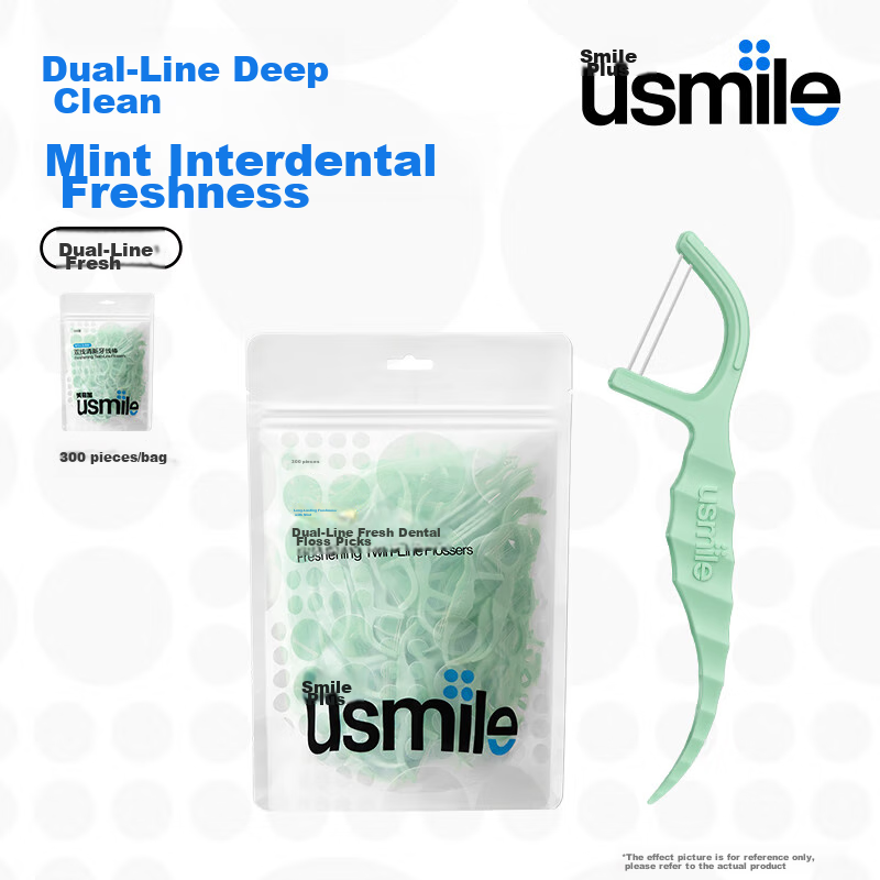 Usmile Fresh Dental Floss, 300 Pieces, Double-Strand Floss, Family Pack