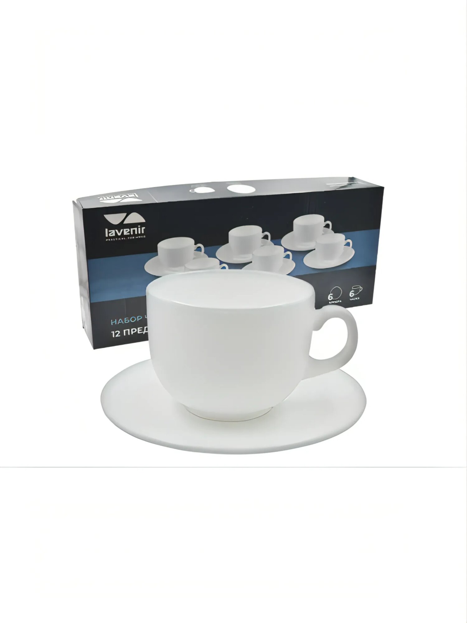 Чайный набор (12пр.) Lavenir 210 мл CB210-12 WHITE стеклокерамика