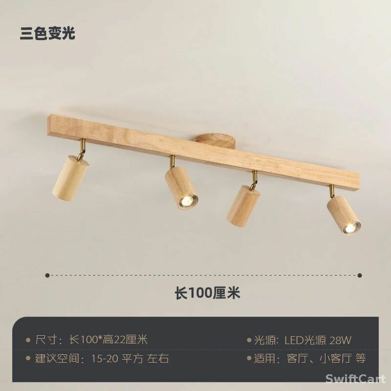 Эксклюзивная вращающаяся люстра со свинцовым декором и 4 потолочными прожекторами 28 Вт из цельного дерева