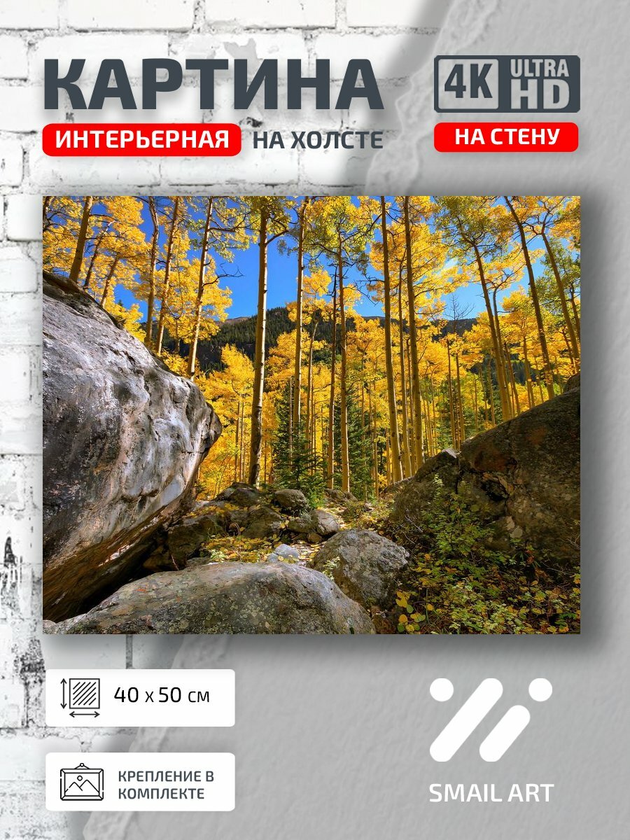 Картина на холсте интерьерная 40 на 50 на стену Осень Landscape для кафе пейзаж интерьер