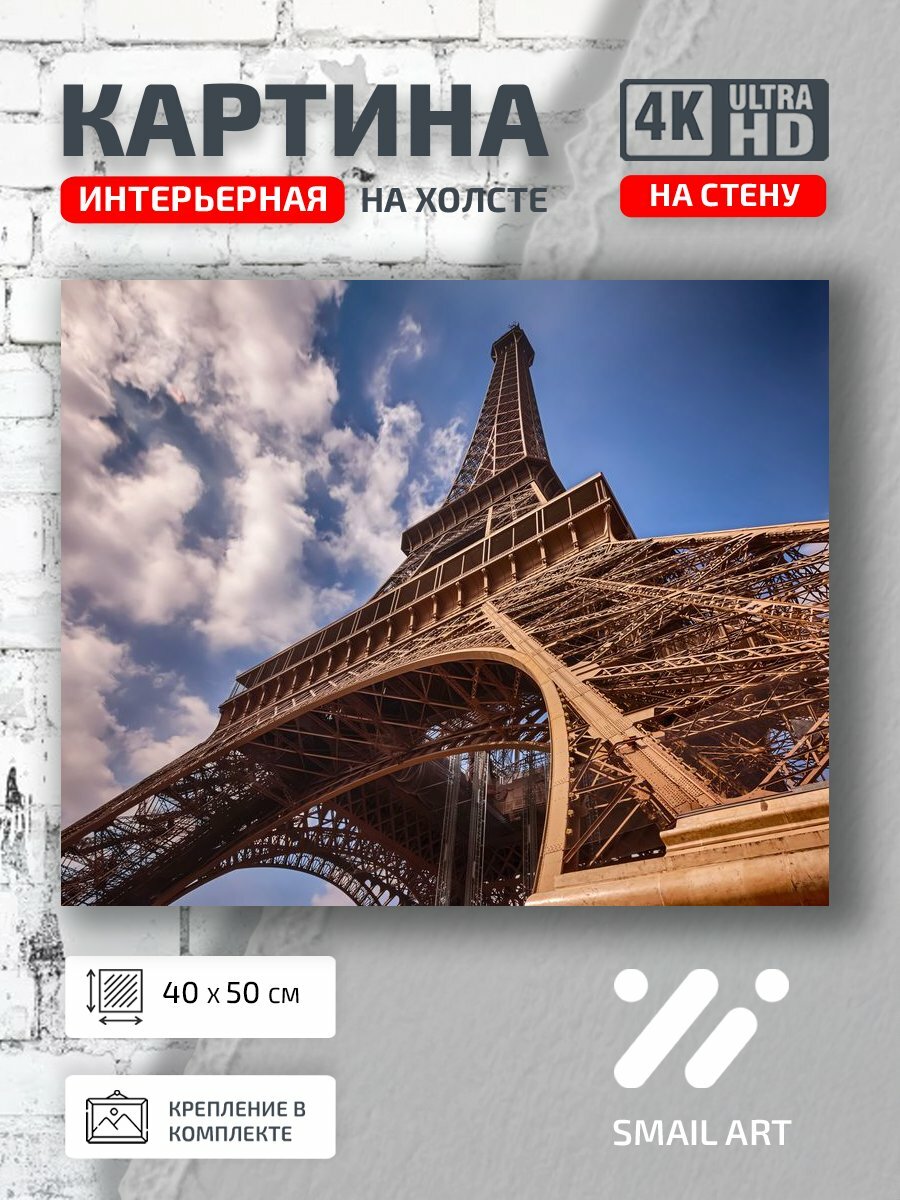 Картина на холсте интерьерная 40 на 50 на стену Франция City для офиса урбанистика интерьер