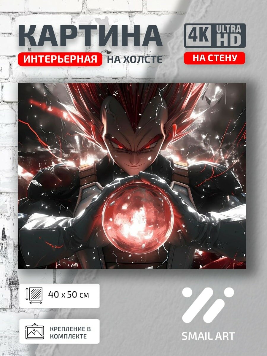 Картина на холсте интерьерная 40 на 50 на стену Super Saiyan для кабинета атмосфера