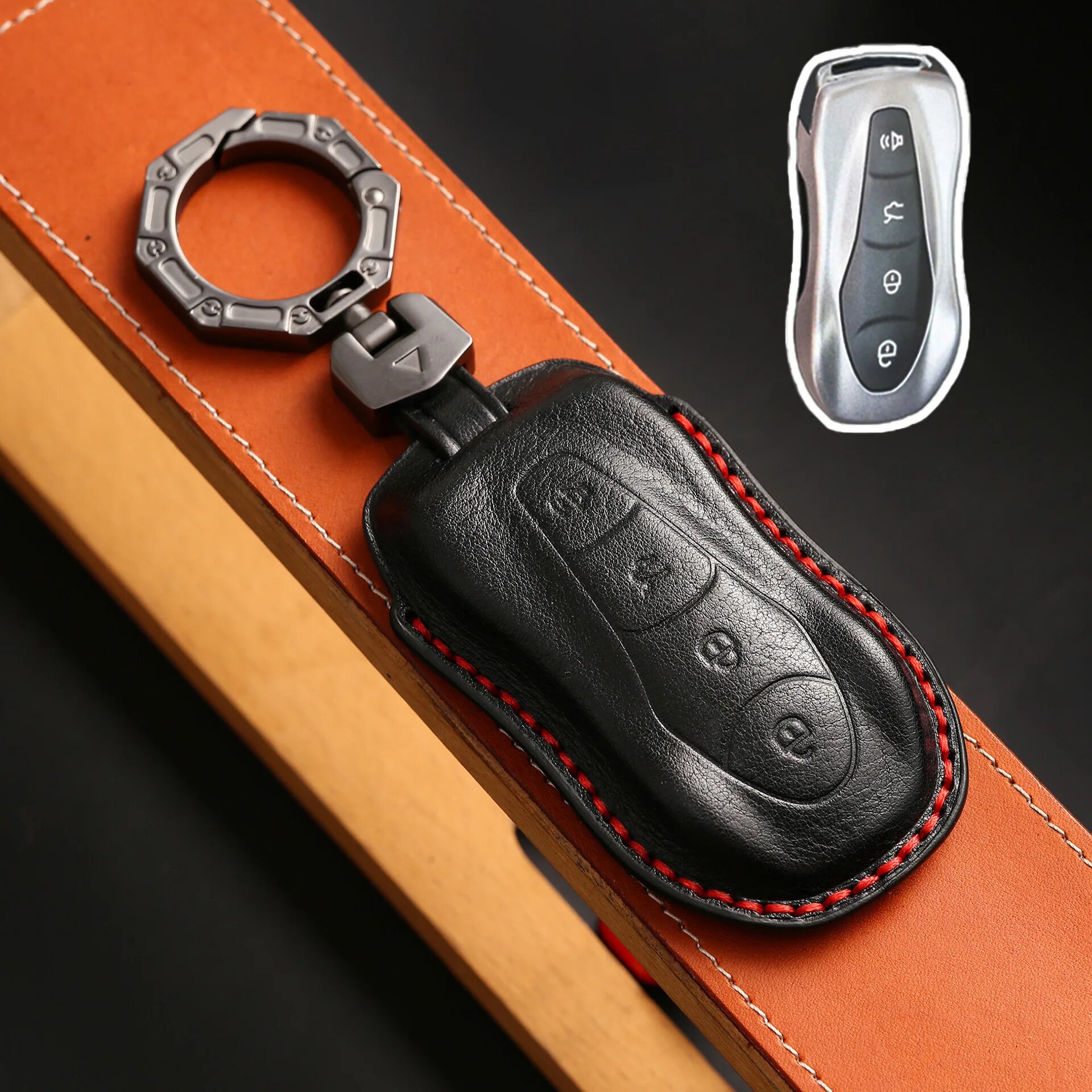 Кожаный чехол для ключей Geely Tugella Black