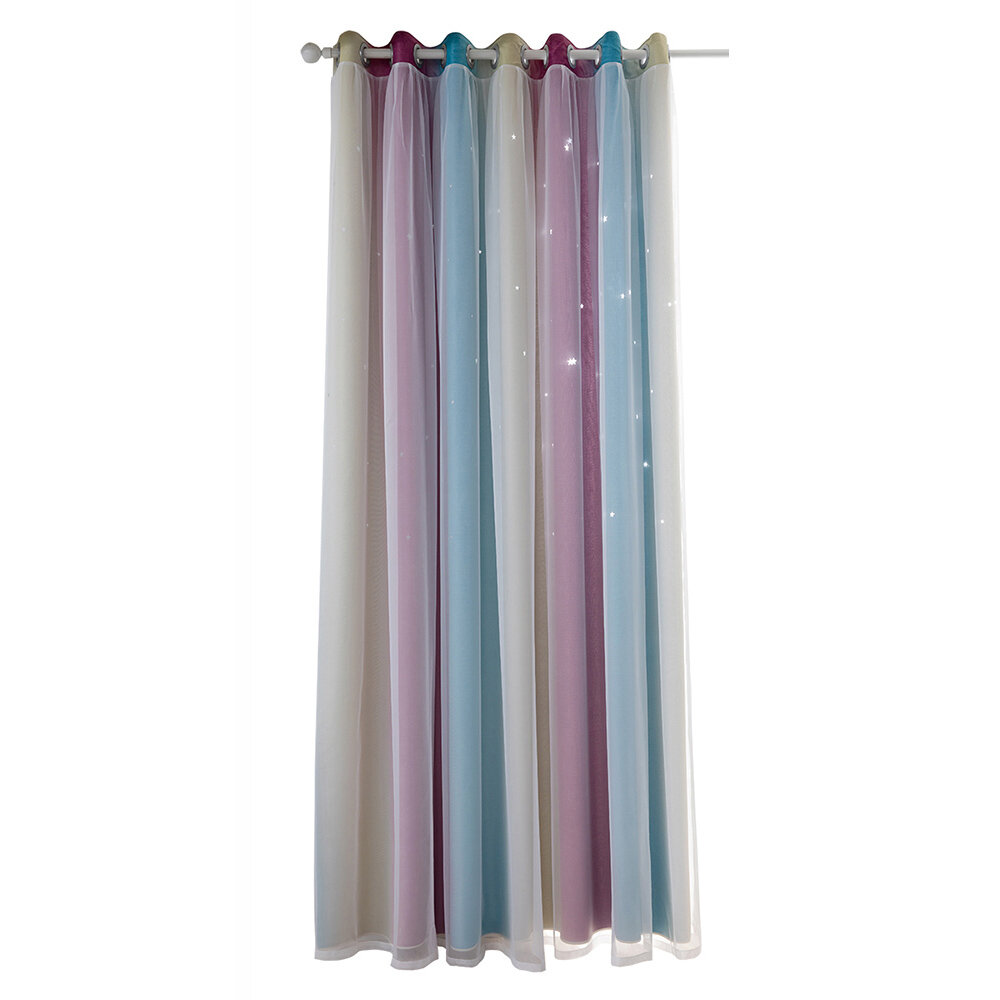 1PC Star Curtain Blackout High Precision Curtains для детской комнаты девочек гостиной Colorful Double Layer Star Window Curtains Grey Pink Purple 100W x 130L 134W x 160L 134W x 210L 134W x 240L 134W x 270L