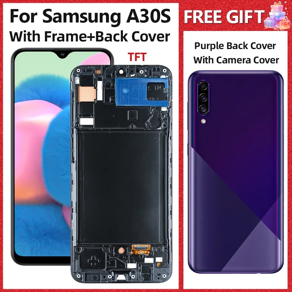 100% протестированный OLED-экран A30S для Samsung A30S A307 A307F A307FN A307G A307YN ЖК-дисплей цифровой сенсорный экран с рамкой TFT Purple Kit