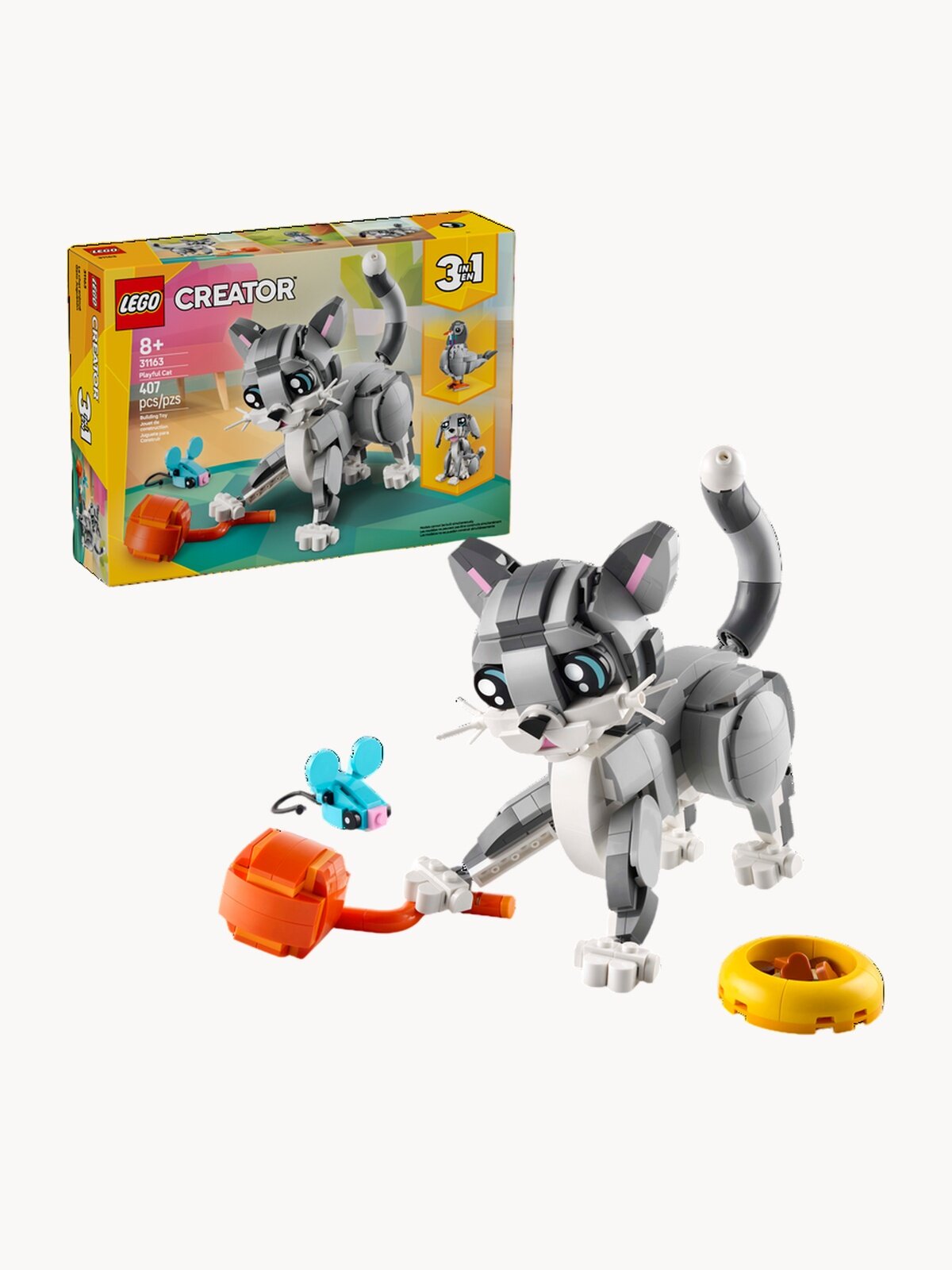 Конструктор LEGO Creator 31163 Игривый котик 3 в 1, серый, 407 дет.