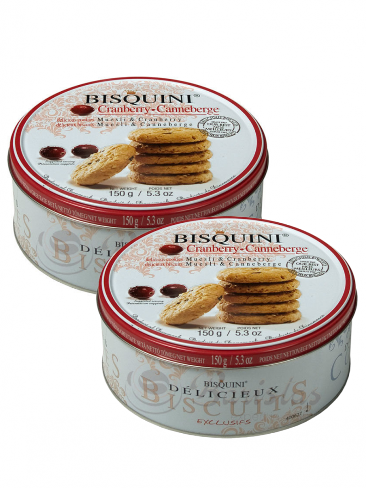 Bisquini Cranberry 150г Датское печенье с клюквой и мюсли ж/б (2 шт) ж/б(101142)