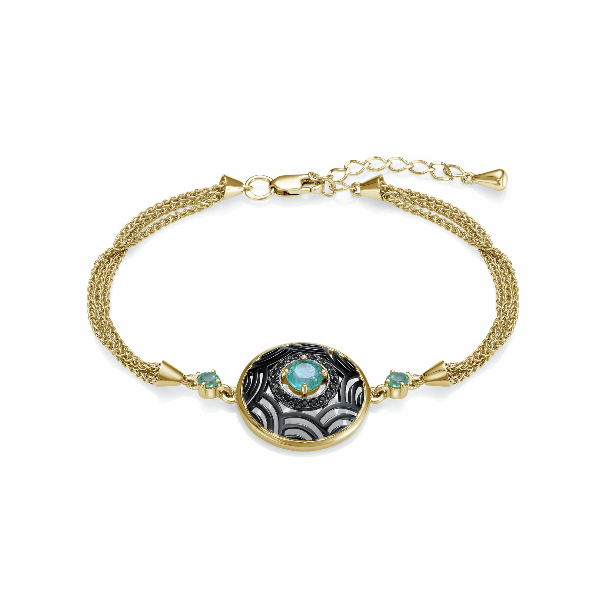 Браслет-цепочка, серебро, 925 проба, родирование, фианит