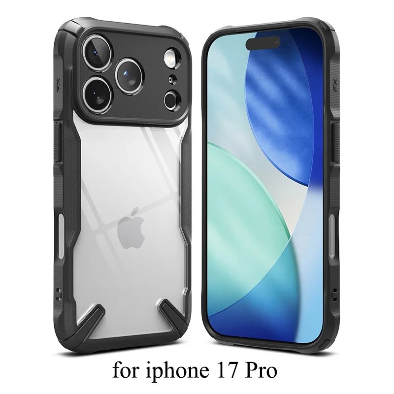 Ringke Fusion-X, совместимый с чехлом для iPhone 17 Pro, жесткая противоударная мягкая защитная рамка из ТПУ для iPhone, чехол Black for 17 Pro