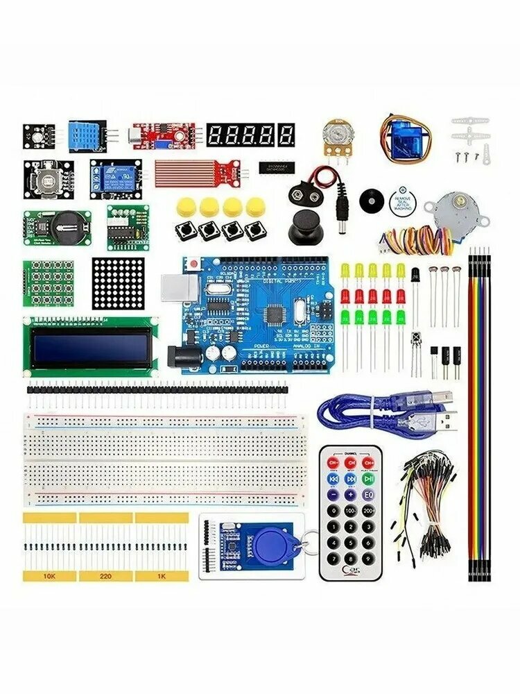 Версия для обучения UNO R3 (обновленная) стартовый набор с RFID и шаговым двигателем для Arduino R3 Улучшенная версия