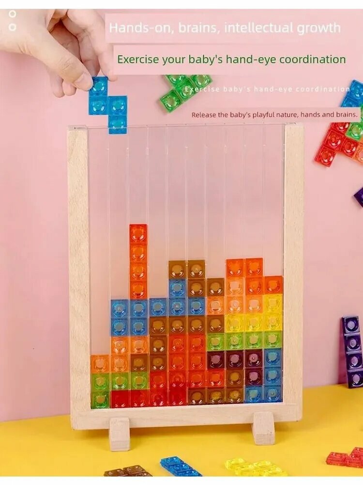 Деревянный 3D Тетрис-головоломка для детей Развивающая игра для моторики и логики Из березы и пластика Для мальчиков и девочек от 3 лет