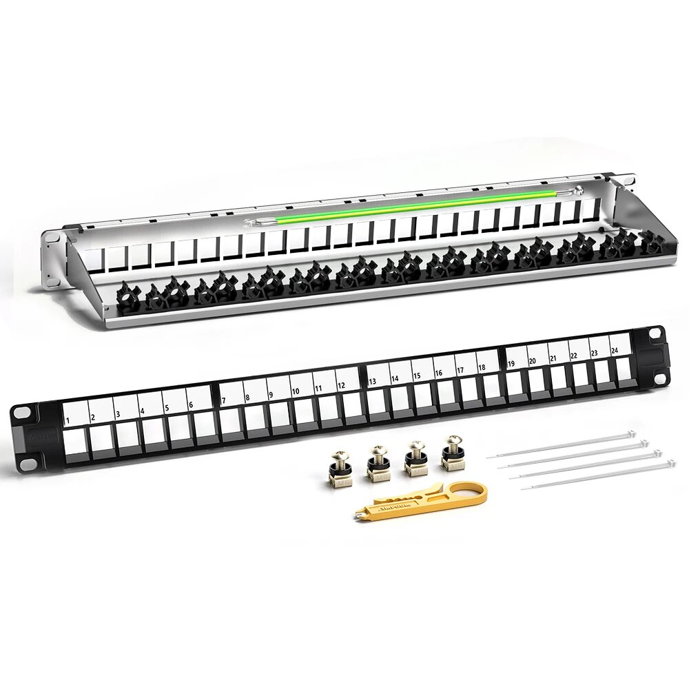 AMPCOM 1U пустая патч-панель Keystone 24 портов