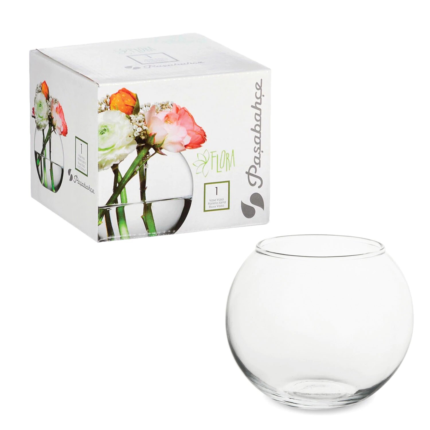 Ваза для мелких предметов, круглая, высота 102 мм, стекло, PASABAHCE "флора", фирменная подарочная упаковка, 43417