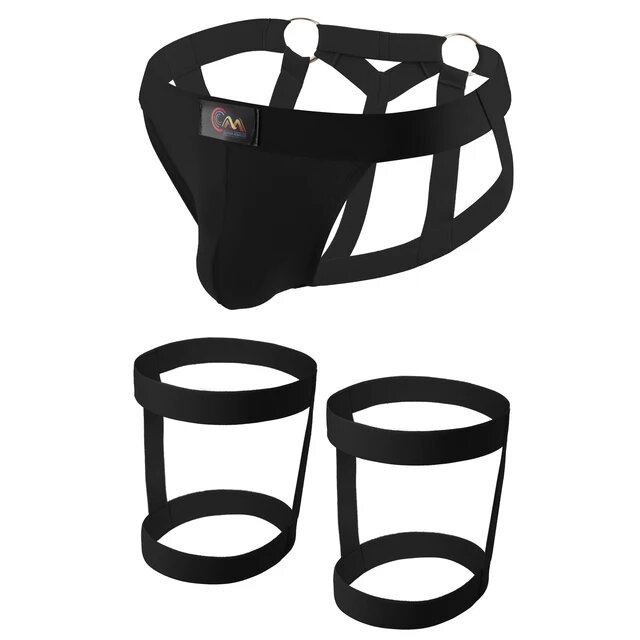 Мужские хлопковые стринги, сексуальные трусы-танга в стиле бондажа, бюстгальтер с кольцом для ног, мужские трусы с подвязками.