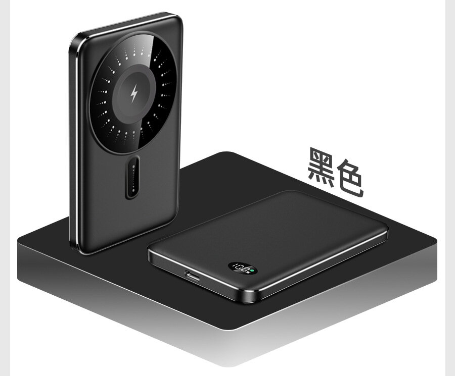 Совместимый с Magsafe беспроводной аккумулятор 10000 мА·ч для iPhone, серия F19S, черный цвет, высокая емкость