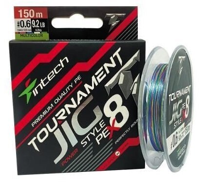 Леска плетеная (шнур) INTECH TOURNAMENT JIG STYLE PE X8 MULTICOLOR (ITJSPE8150M-08 (150 м 0,148мм) )