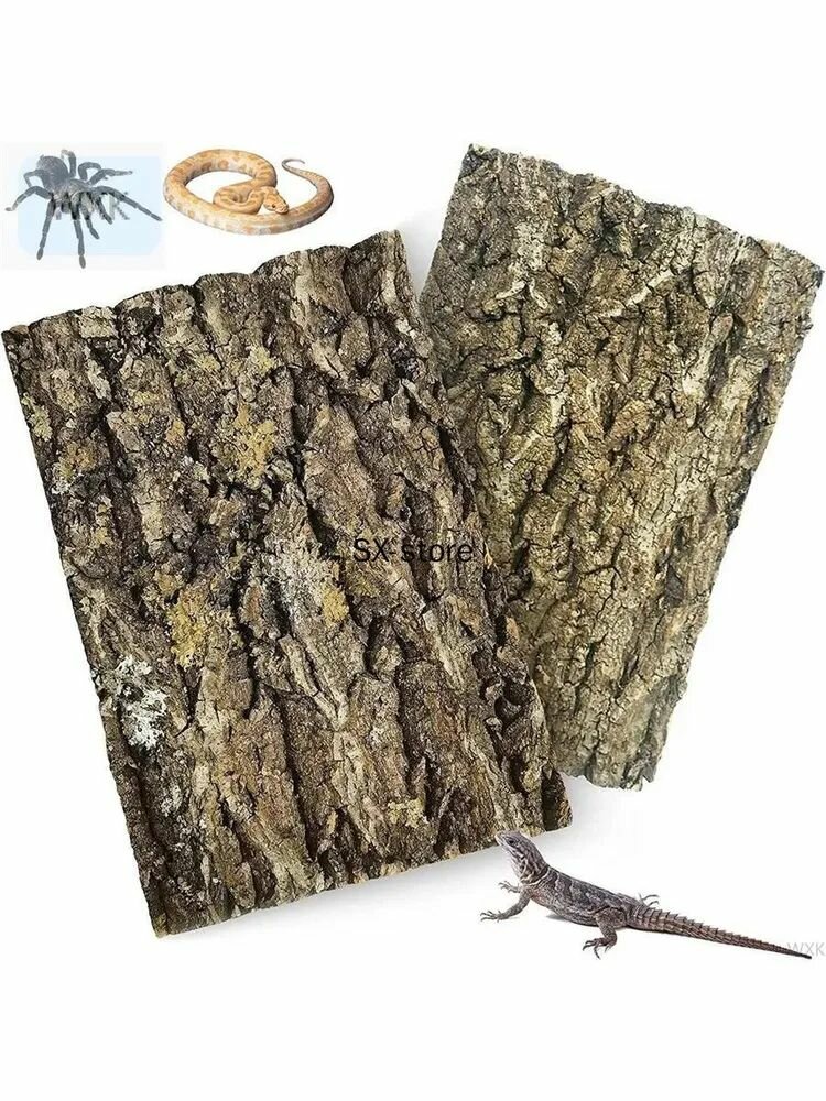 2 куска натуральной коры пробковой плитки декоративный фон 30х20 см - Золотые рыбки, змеи, ящерицы, пауки-хамелеоны
