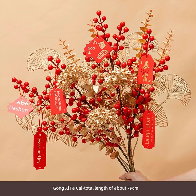 Искусственный букет из фруктов, сушеные цветы граната, ветки фруктовых деревьев, красные ягоды холли, искусственные