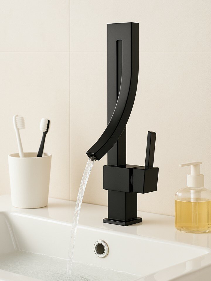 Высокий смеситель для раковины с каскадным изливом