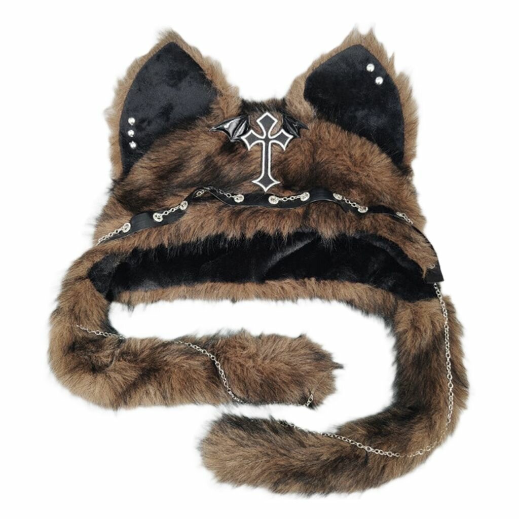 Субкультура панк-горячей девушки в шляпе с кошачьими ушками-Camel