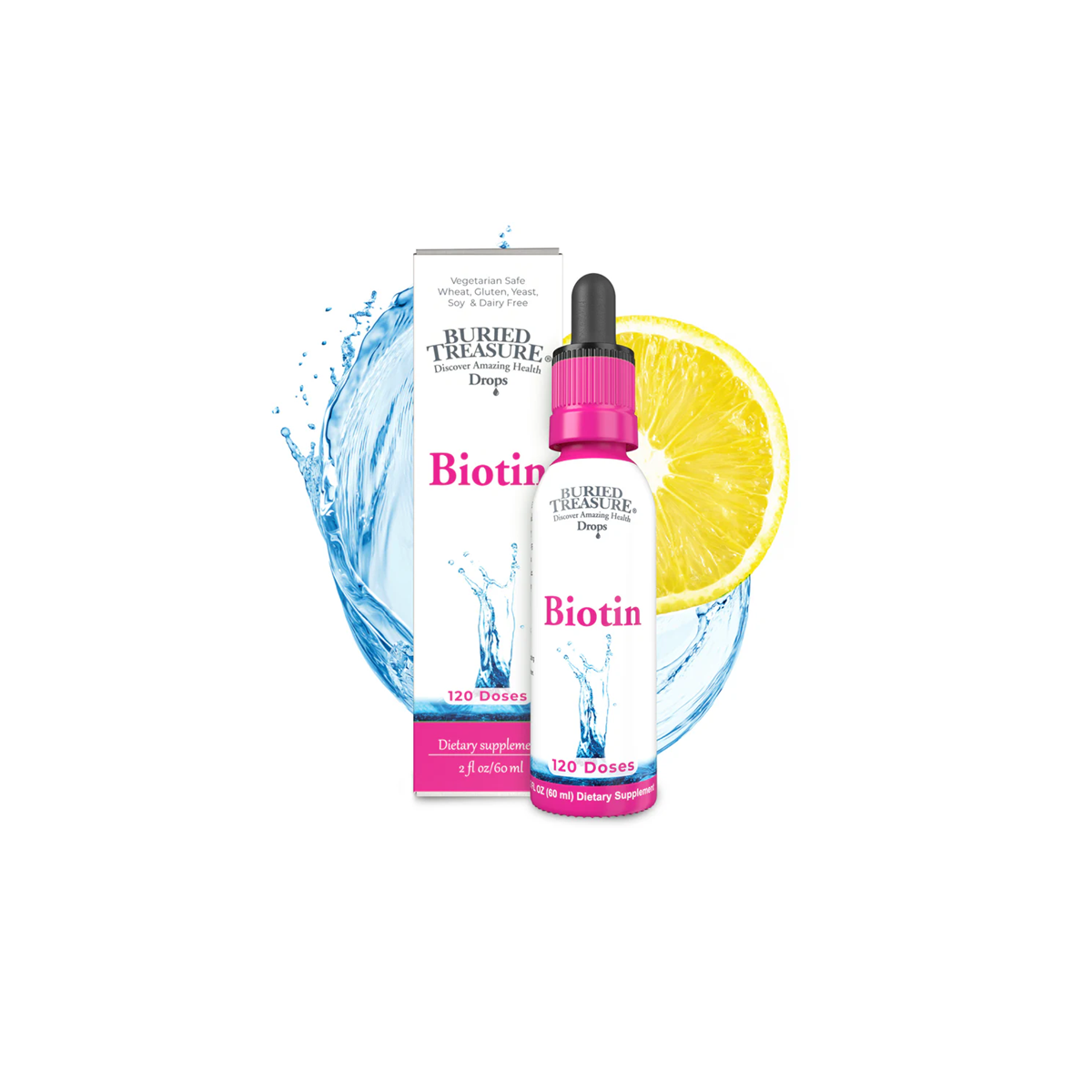 Биотин, витамины для волос, Buried Treasure, Biotin Drops. Капли с биотином в жидком виде, 2000 мкг, 60 мл.