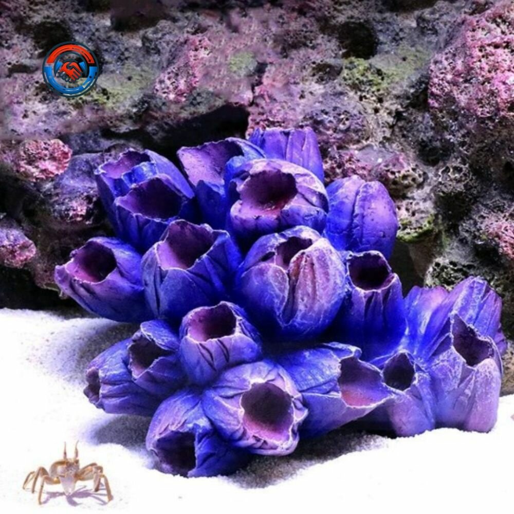 Коралл декоративный фиолетовый для аквариума и террариума, полирезиновый украшение подводный интерьер, аквариумный декор океанский стиль