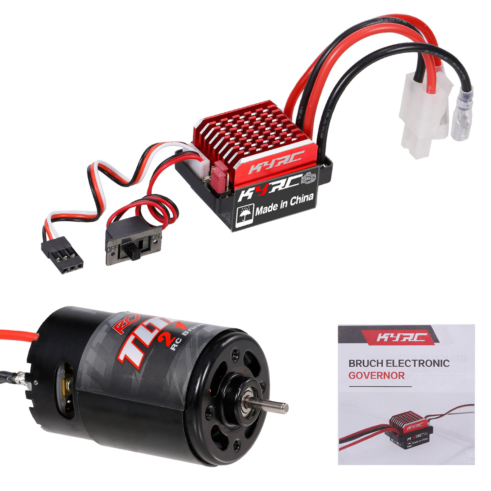 Мотор 550 21T с ESC 60A/360A для радиоуправляемых гоночных автомобилей и внедорожников, совместимый с Trx-4, Trx-6, Axial, BEC 6V/2A, черный цвет, для 1/10 RC Car, материалы мотор: медь, железо, материалы ESC: пластик, алюминиевый сплав, модель ESC