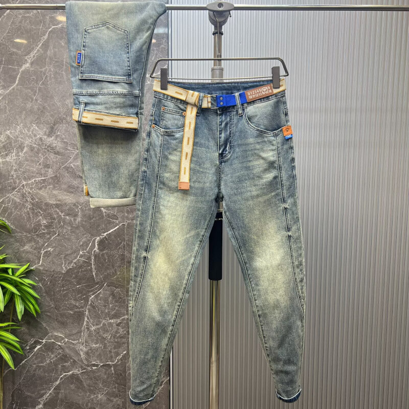 MON Мужские Джинсы Белые КаргоЧистый цвет прямой Широкие Чиный Фит Деним, Размер_31